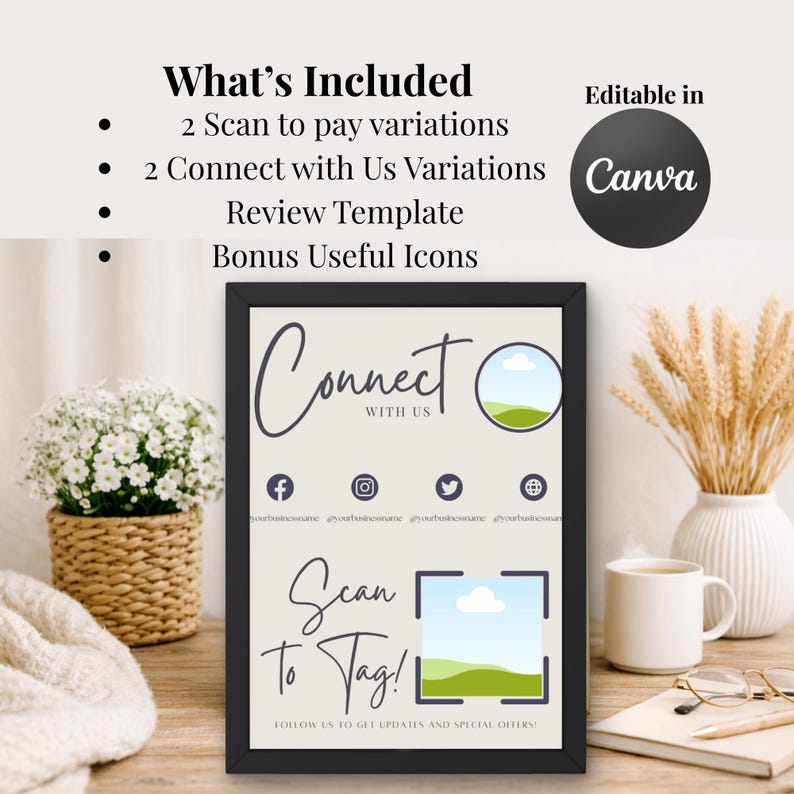 Scan to Pay Sign Template, QR Code Payment Sign, Venmo Zelle Paypal ...