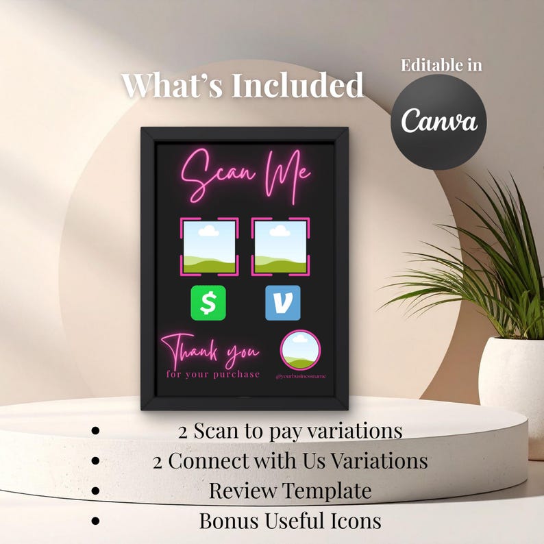 Scan to Pay Sign Template, QR Code Payment, Venmo Zelle Paypal ...