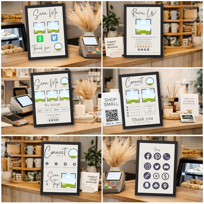 Scan to Pay Sign Template, QR Code Payment Sign, Venmo Zelle Paypal ...