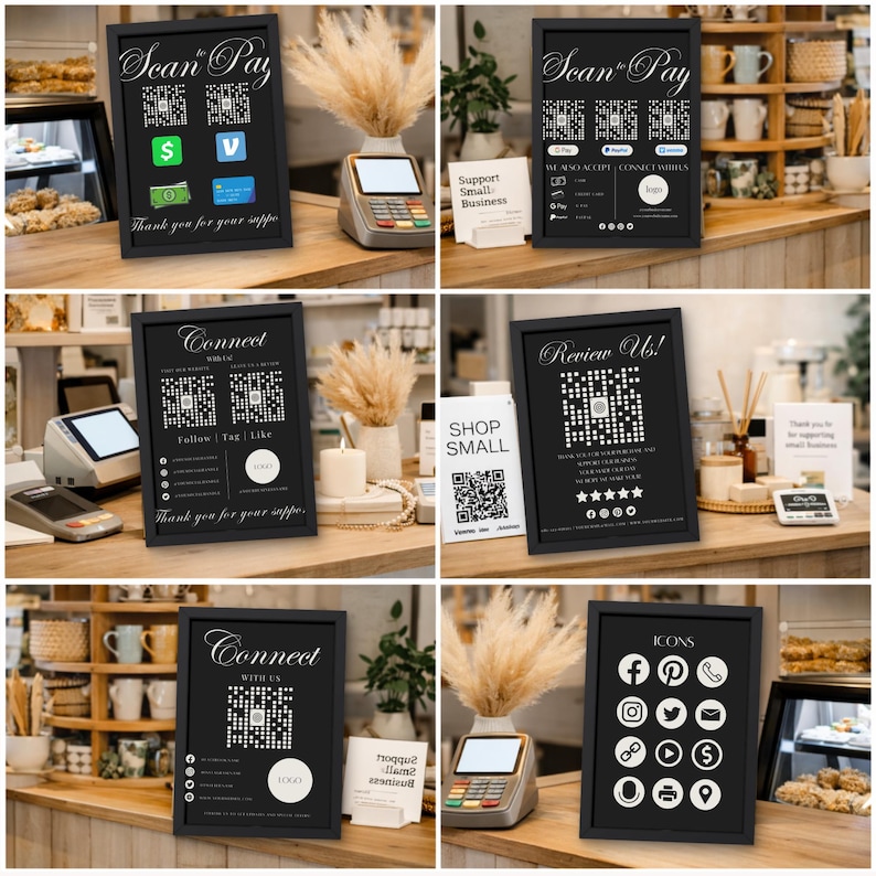 Scan to Pay Sign Template, QR Code Payment, Editable Canva, Venmo Zelle ...