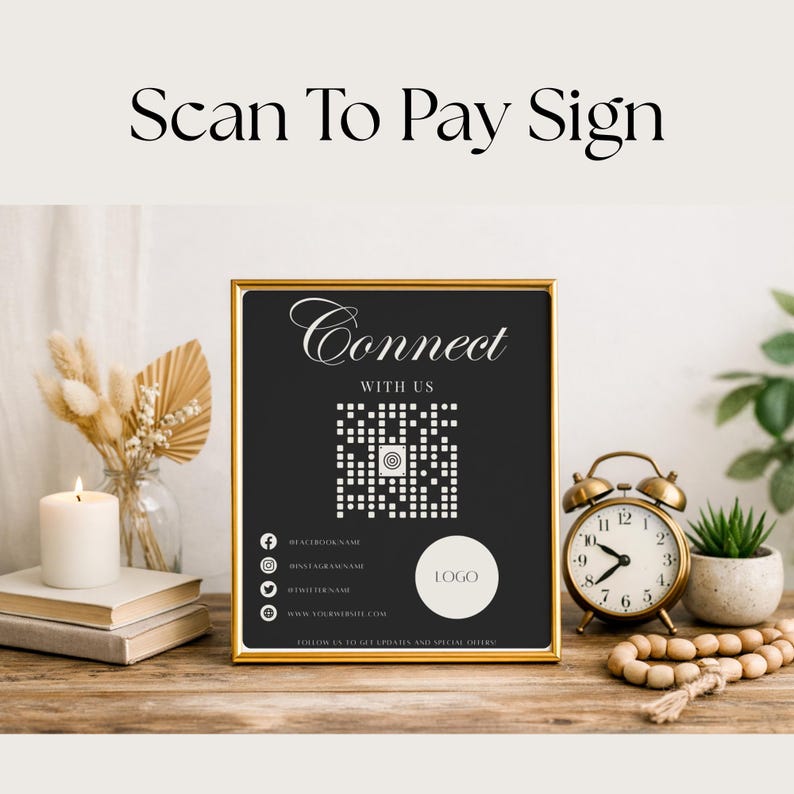 Scan to Pay Sign Template, QR Code Payment, Editable Canva, Venmo Zelle ...