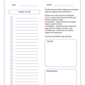 Eisenhower Matrix Planner | Printable to Do List | Productivity Planner ...