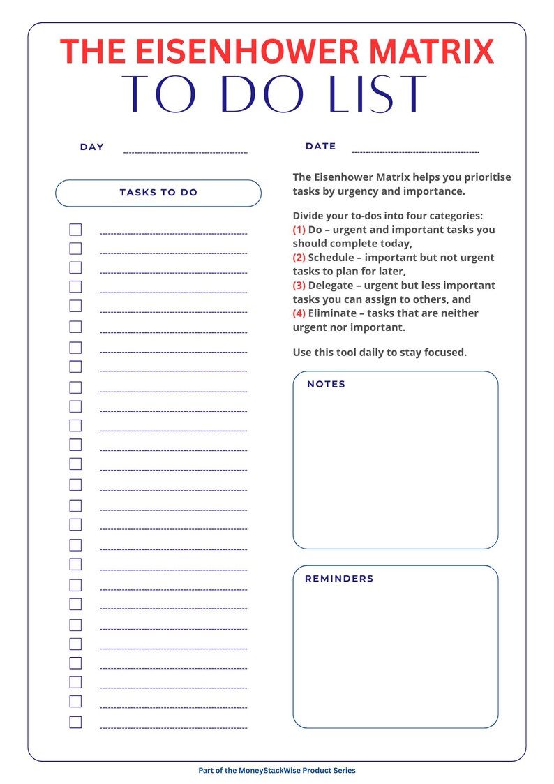 Eisenhower Matrix Planner | Printable to Do List | Productivity Planner ...