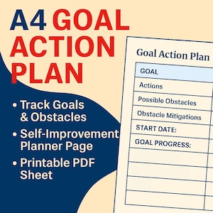 A4 Goal Action Plan | Printable PDF Sheet | Track Goals & Obstacles ...