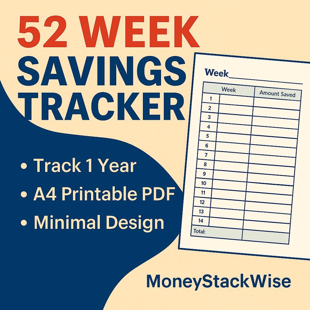 52 Week Savings Tracker Printable | A4 Savings Tracker PDF | Simple ...