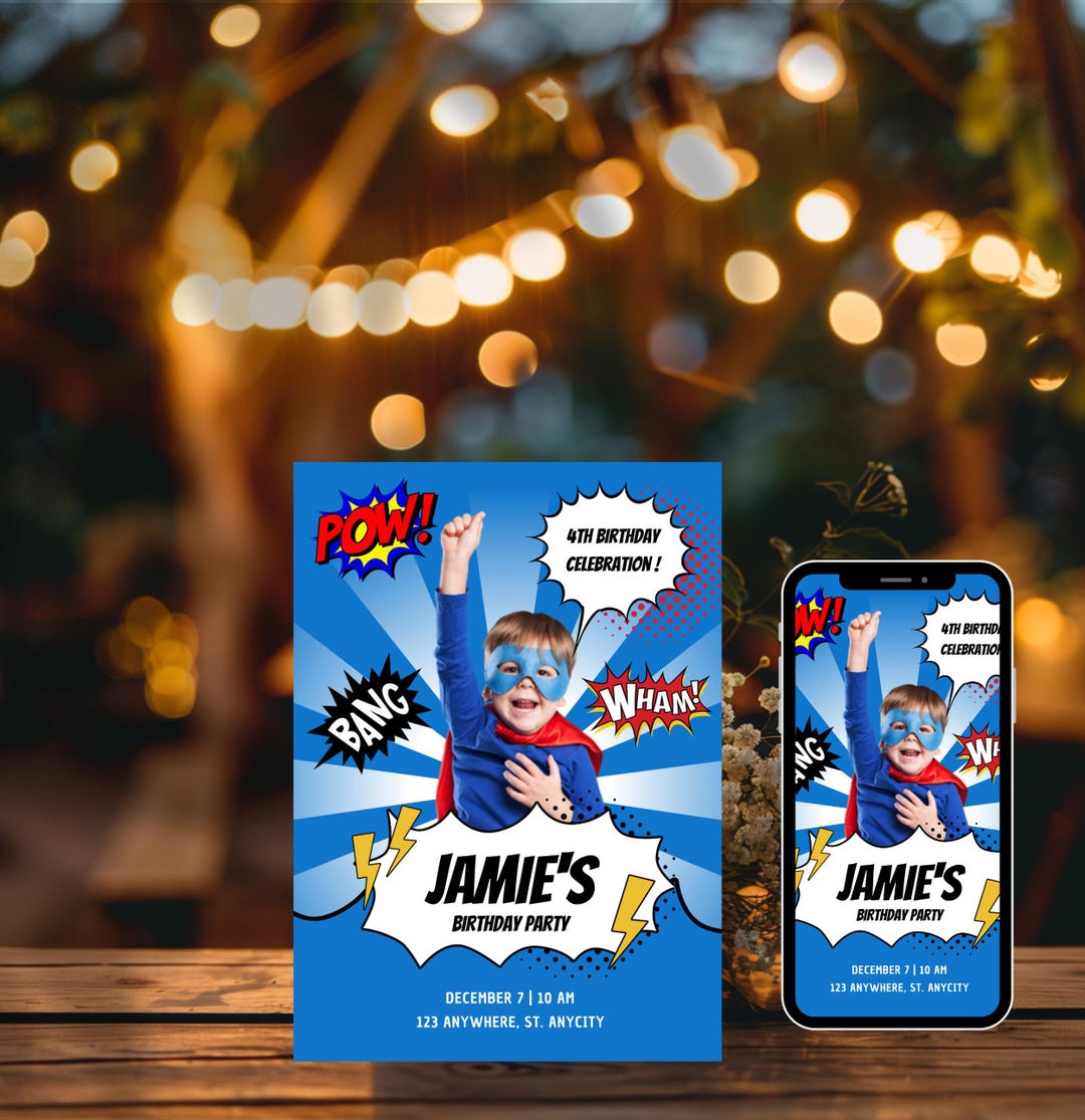 Superhero Birthday Invitation | Editable Comic Party Invite | Boy’s ...