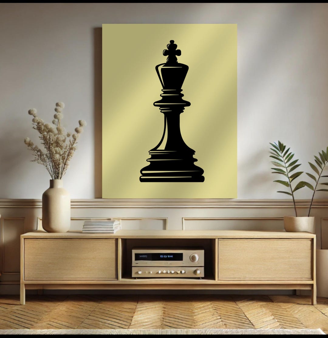 Minimalist Chess King Wall Art, Pop Art Digital Download, Retro Decor ...
