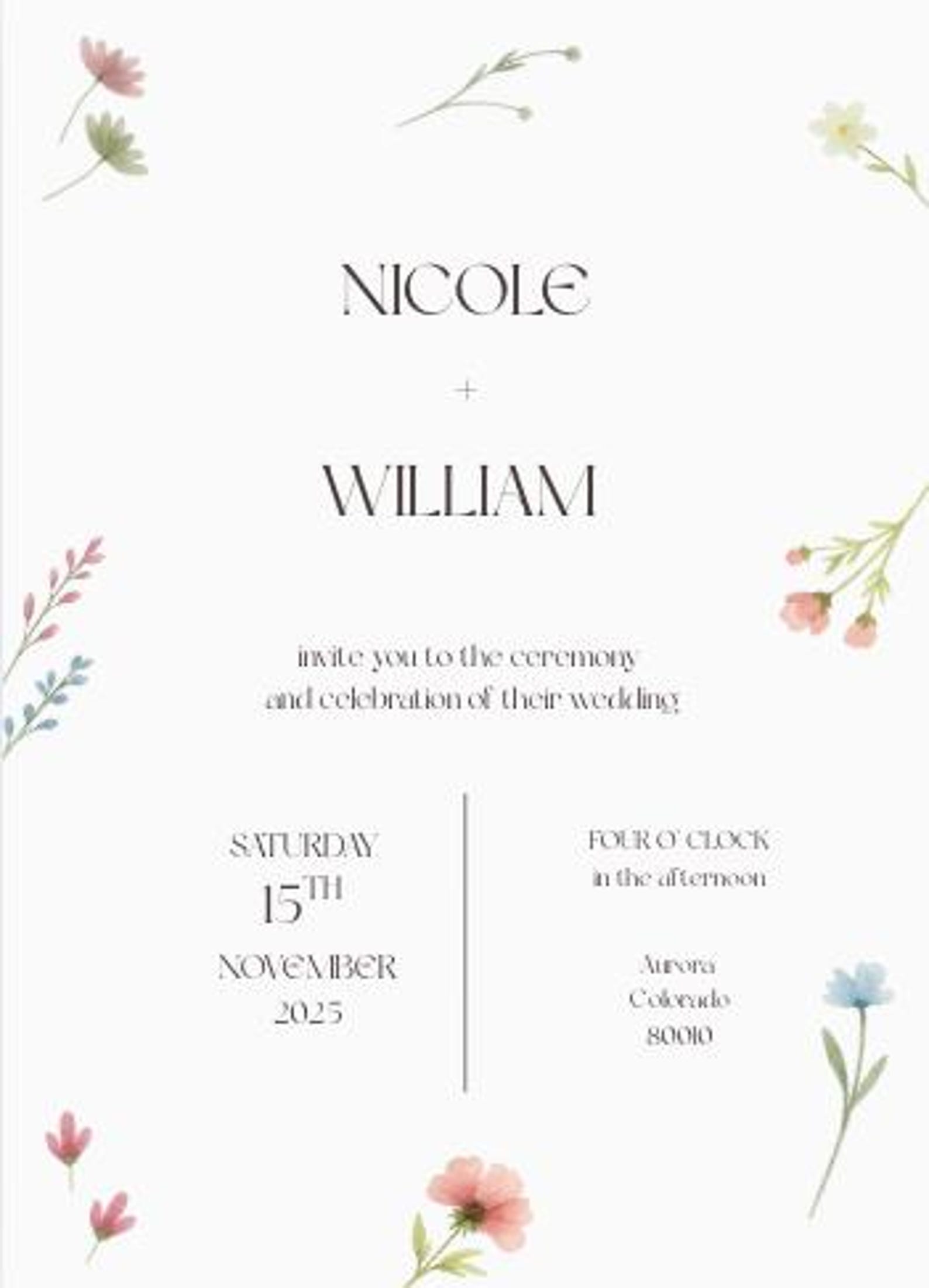 Elegant Pastel Flower Wedding Invitation Editable Romantic Simple - Etsy