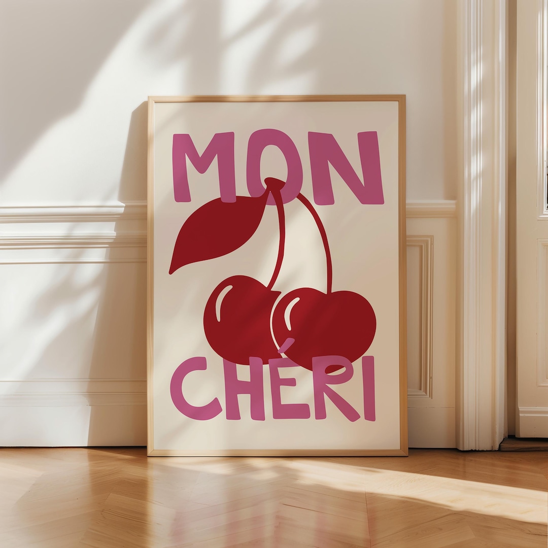 Mon Cheri Cherry Print: French Quote, Retro Coquette Wall Art - Etsy
