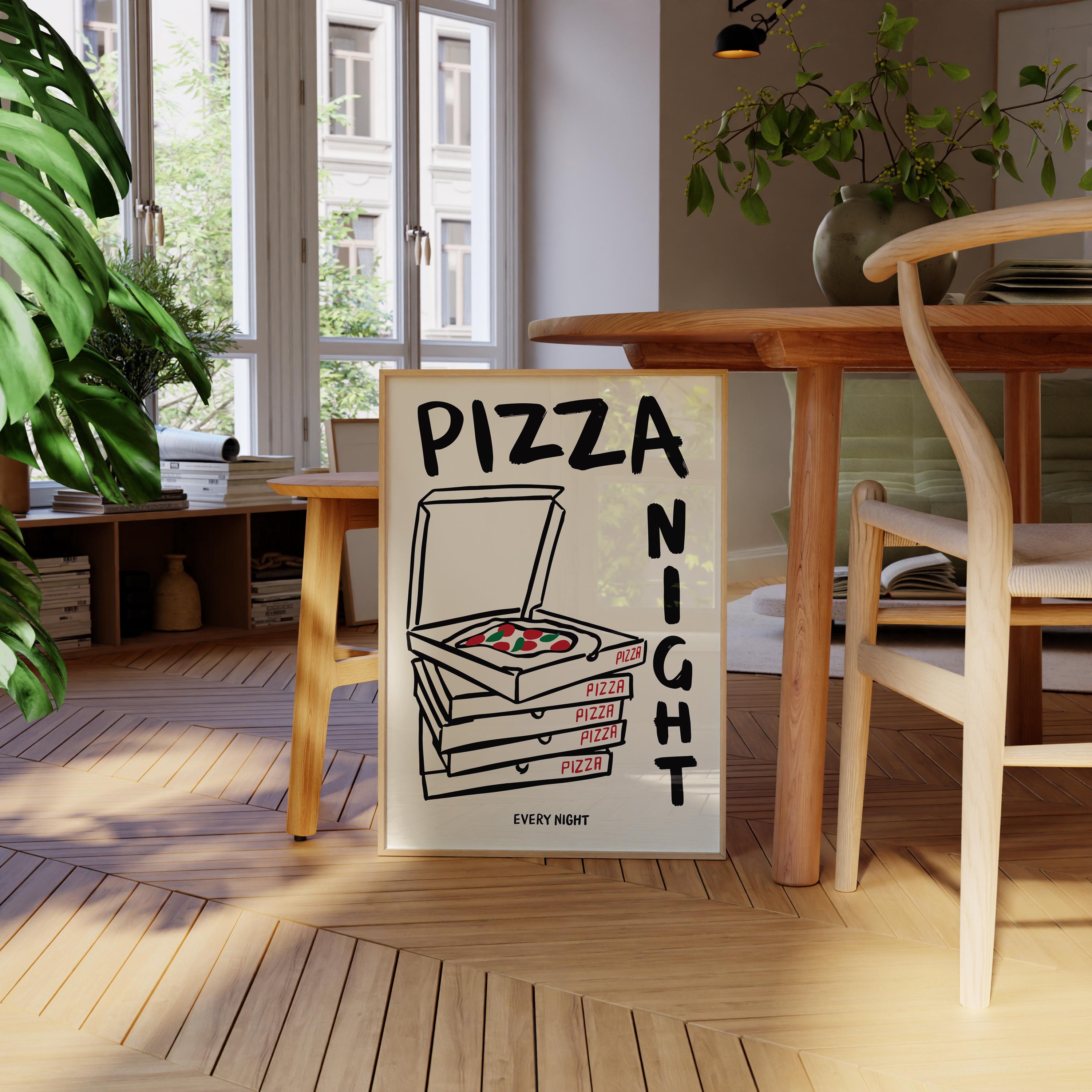 Pizza Night Art Print, Fun Kitchen Wall Decor, Italian Food ...