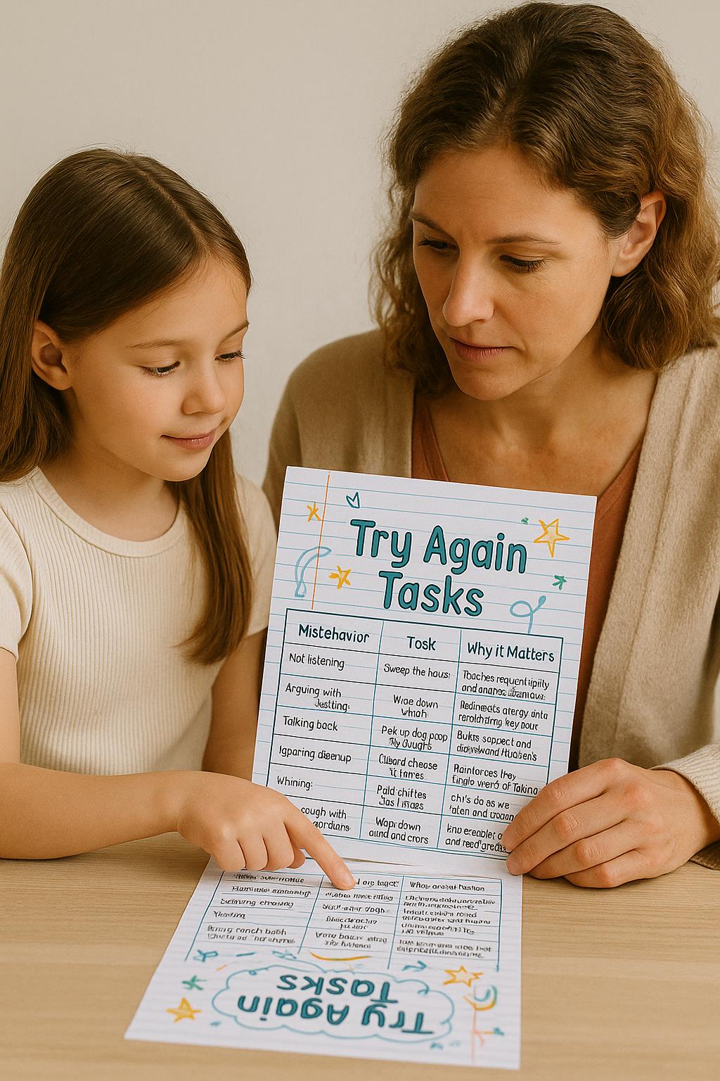 Try Again Tasks – Behavior Chart Bundle Blank + Filled-in Version - Etsy