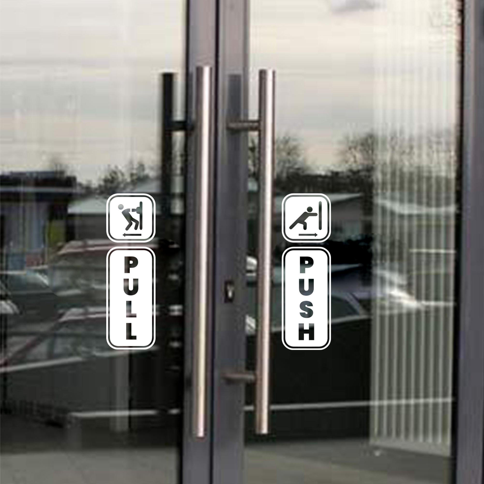 Push and Pull Door Sign Decal Set – Storefront Vinyl Lettering, Custom ...