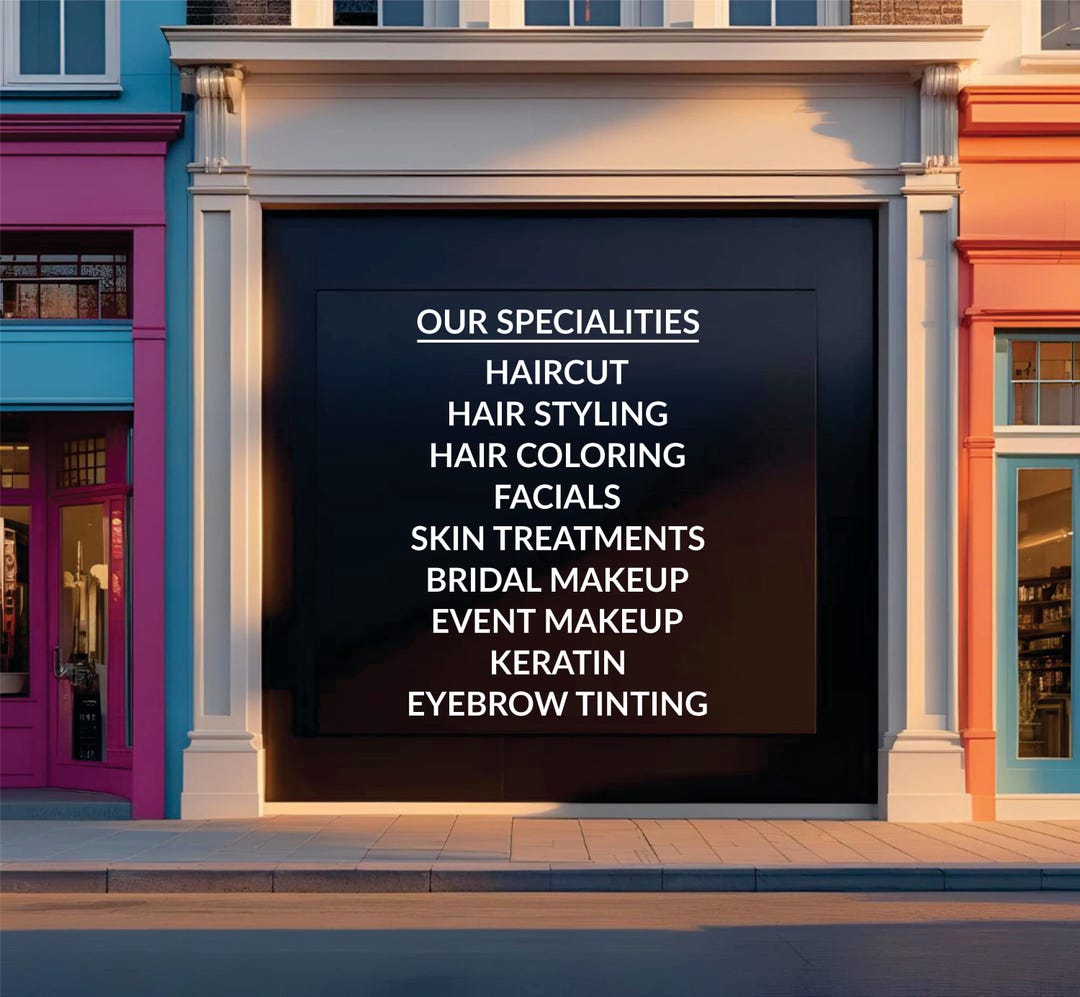 Custom Business Services List Decal – Vinyl Window Sign for Salon, Spa ...