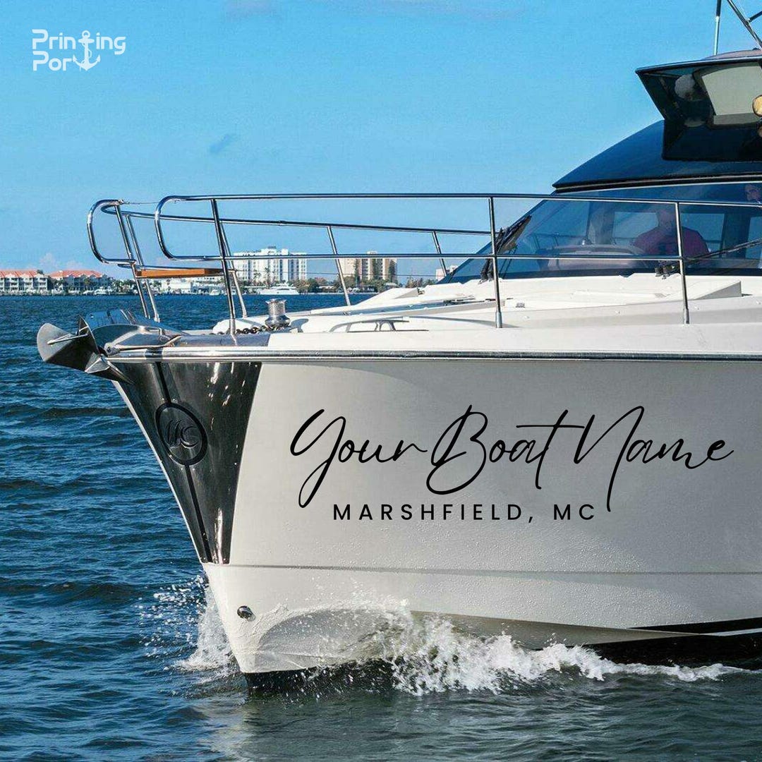 Custom Boat Name Vinyl Decal | Personalized Marine Lettering | Yacht ...