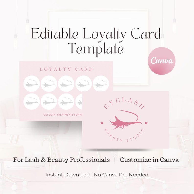 Editable Lash Loyalty Card Template: Beauty Salon Punch Card (canva ...
