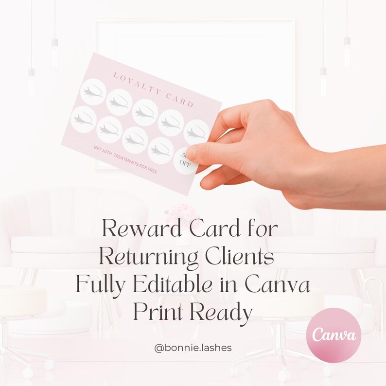 Editable Lash Loyalty Card Template: Beauty Salon Punch Card (canva ...