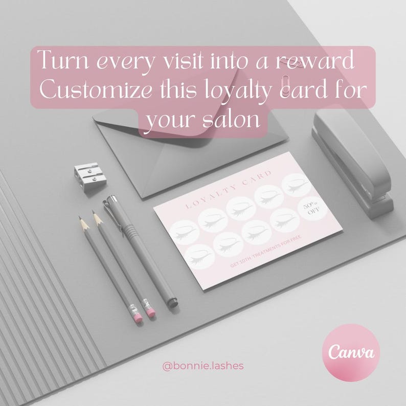 Editable Lash Loyalty Card Template: Beauty Salon Punch Card (canva ...