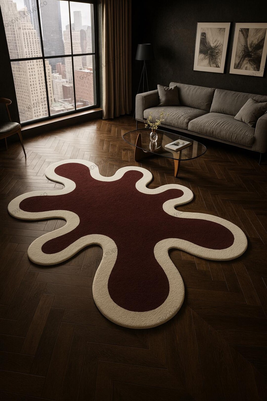 Irregular Shape Tufted Rug Abstract Splash Design Modern Accent Carpet ...