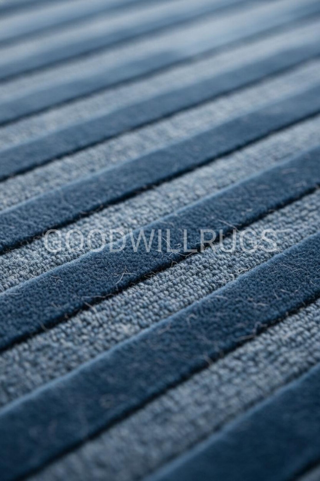 7×10ft Handmade Blue Striped Tufted Rug, Modern Wool Area Rug, Minimal ...
