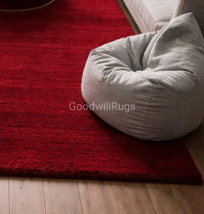 7×10ft Handmade Red Tufted Rug, Modern Luxury Area Rug, Soft Wool ...