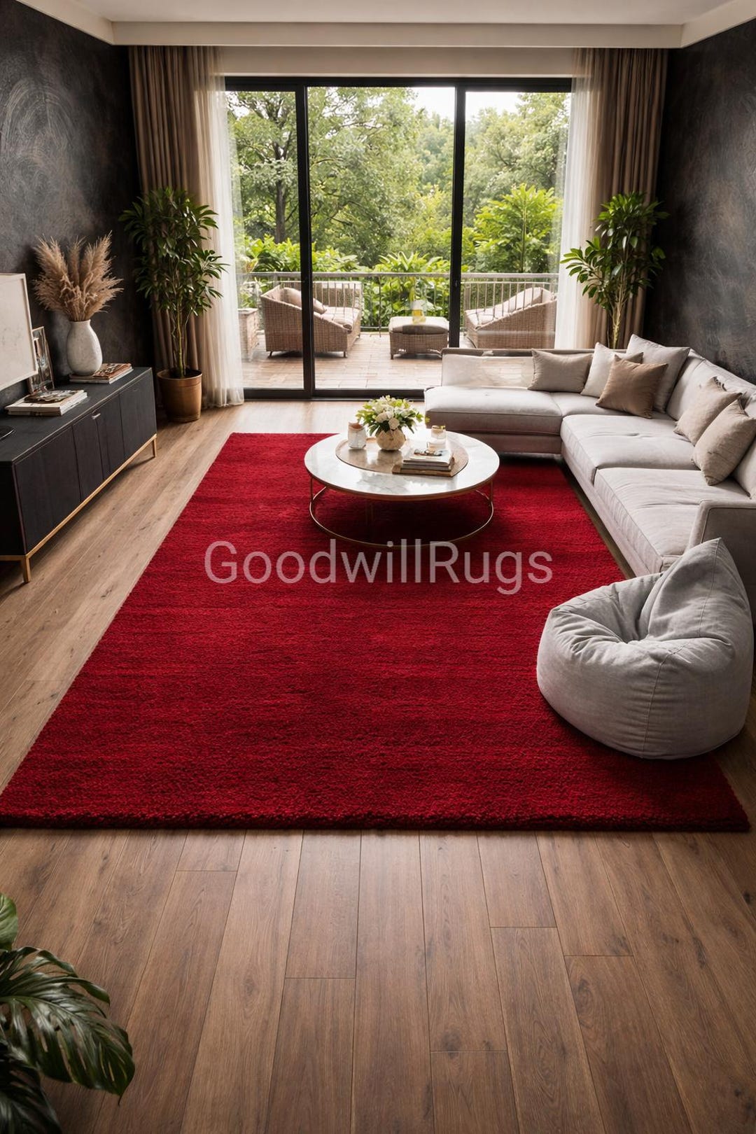 7×10ft Handmade Red Tufted Rug, Modern Luxury Area Rug, Soft Wool ...