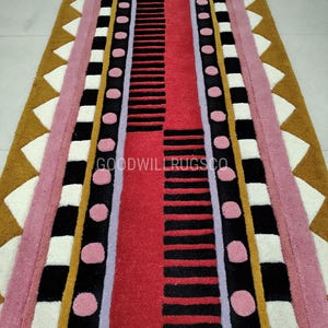3×14ft Colorful Tufted Runner Rug | Modern Red Pink Contemporary ...