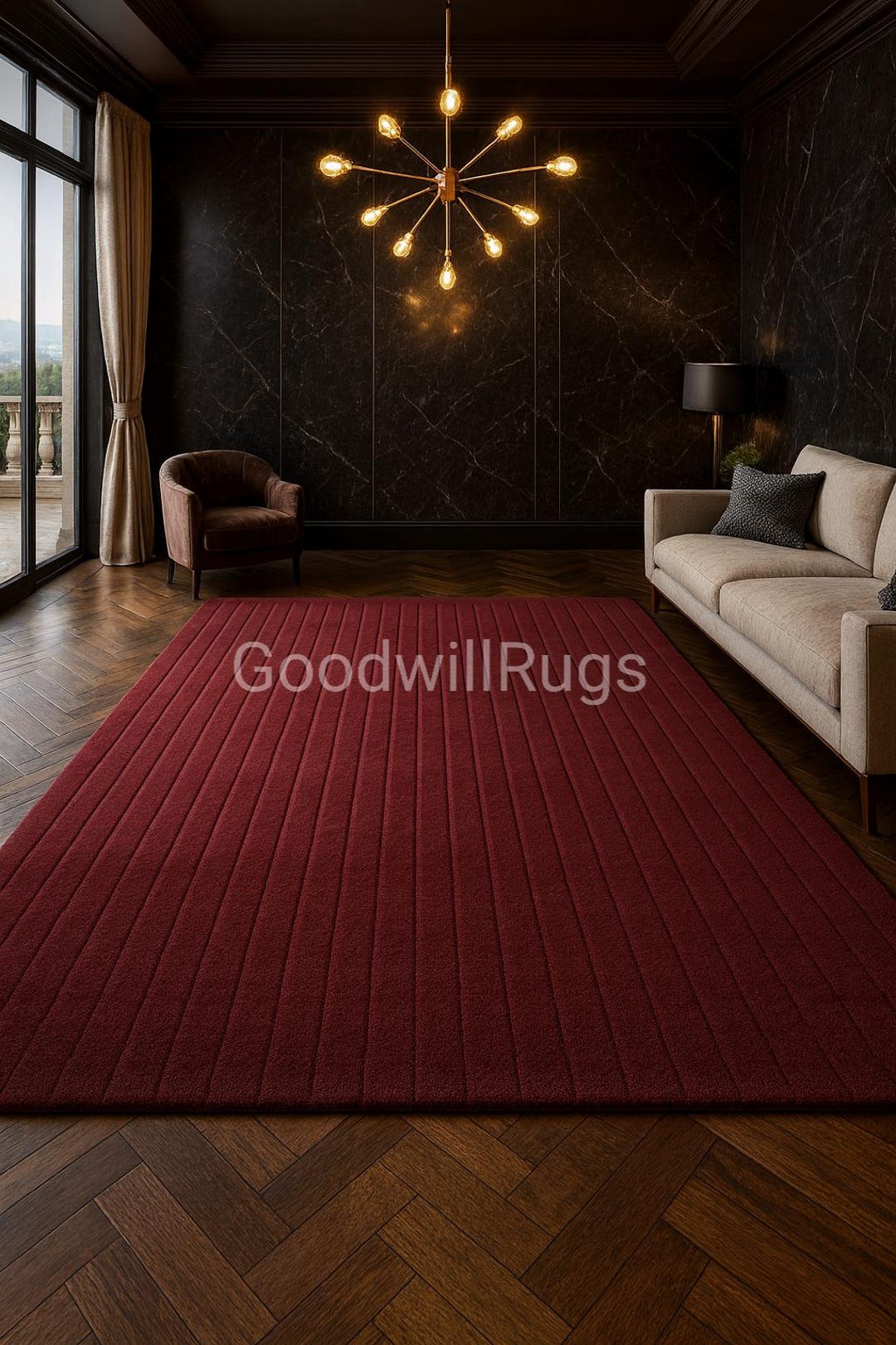 9×12ft Handmade Red Tufted Rug, Modern Minimal Wool Carpet, Luxury ...