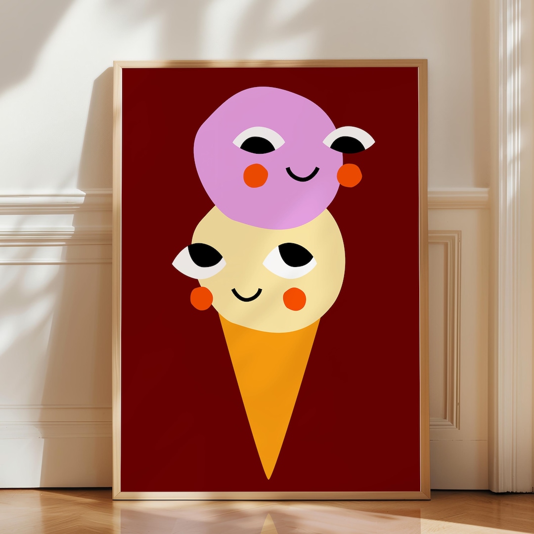 Kitchen Art Print: Modern Playful Ice Cream Illustration Colorful Food ...