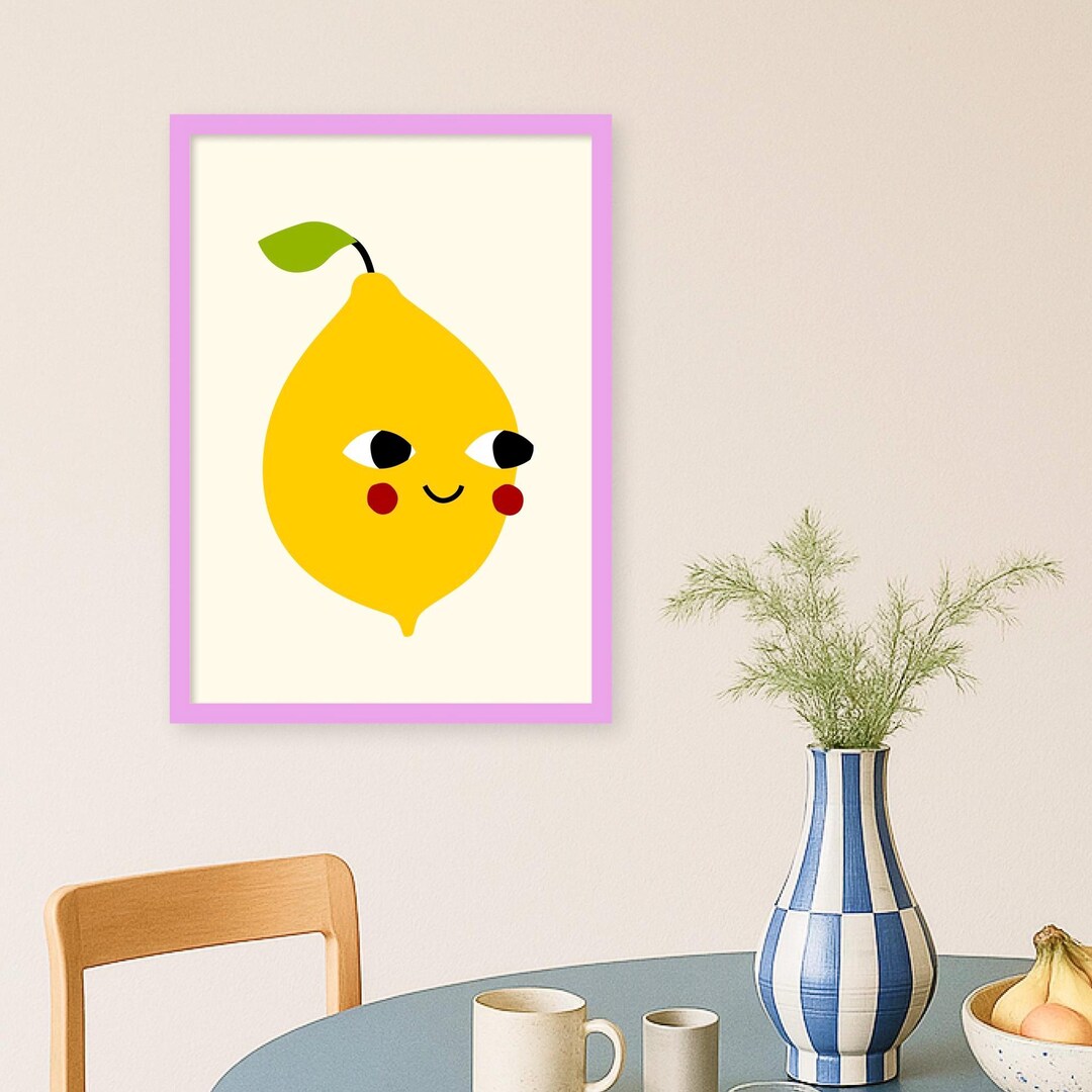 Lemmy | Happy Yellow Lemon Face – Bold, Modern Wall Art | Colorful ...