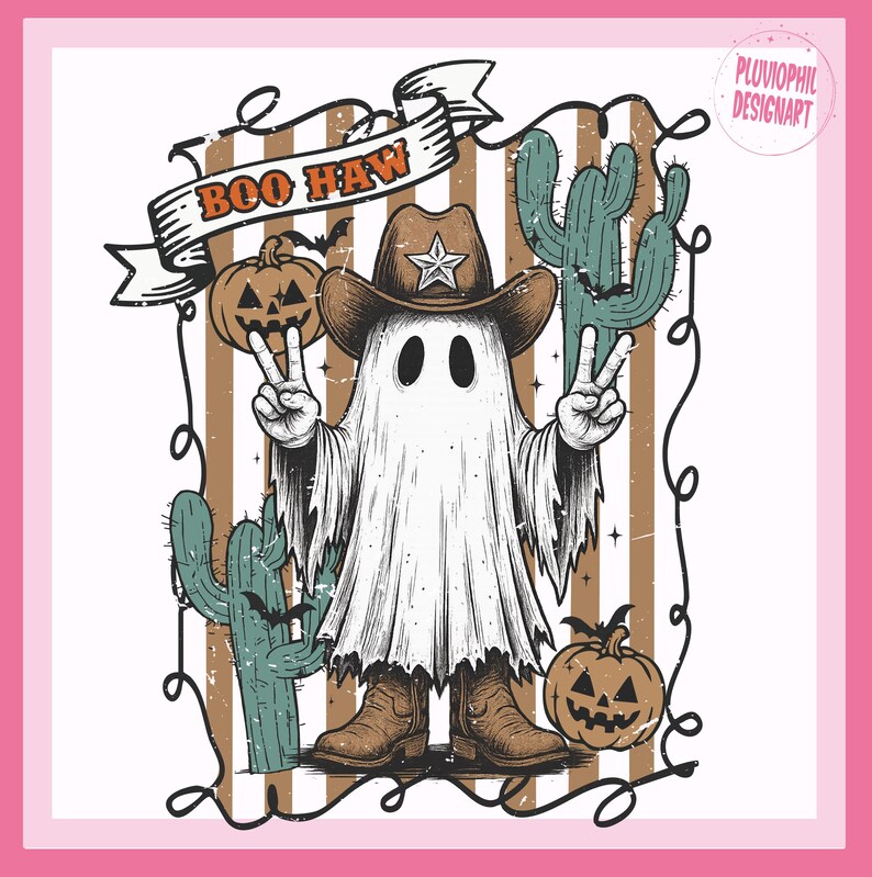 Howdy Halloween Png, Western Halloween Png, Boo Haw Png, Cowboy Ghost ...