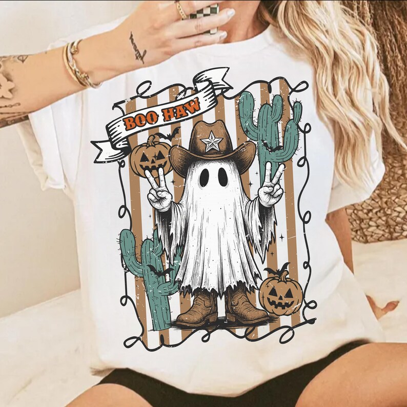 Howdy Halloween Png, Western Halloween Png, Boo Haw Png, Cowboy Ghost ...