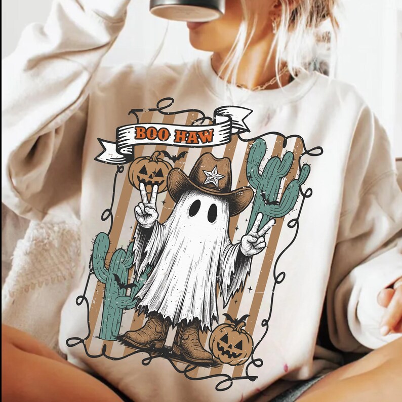 Howdy Halloween Png, Western Halloween Png, Boo Haw Png, Cowboy Ghost ...