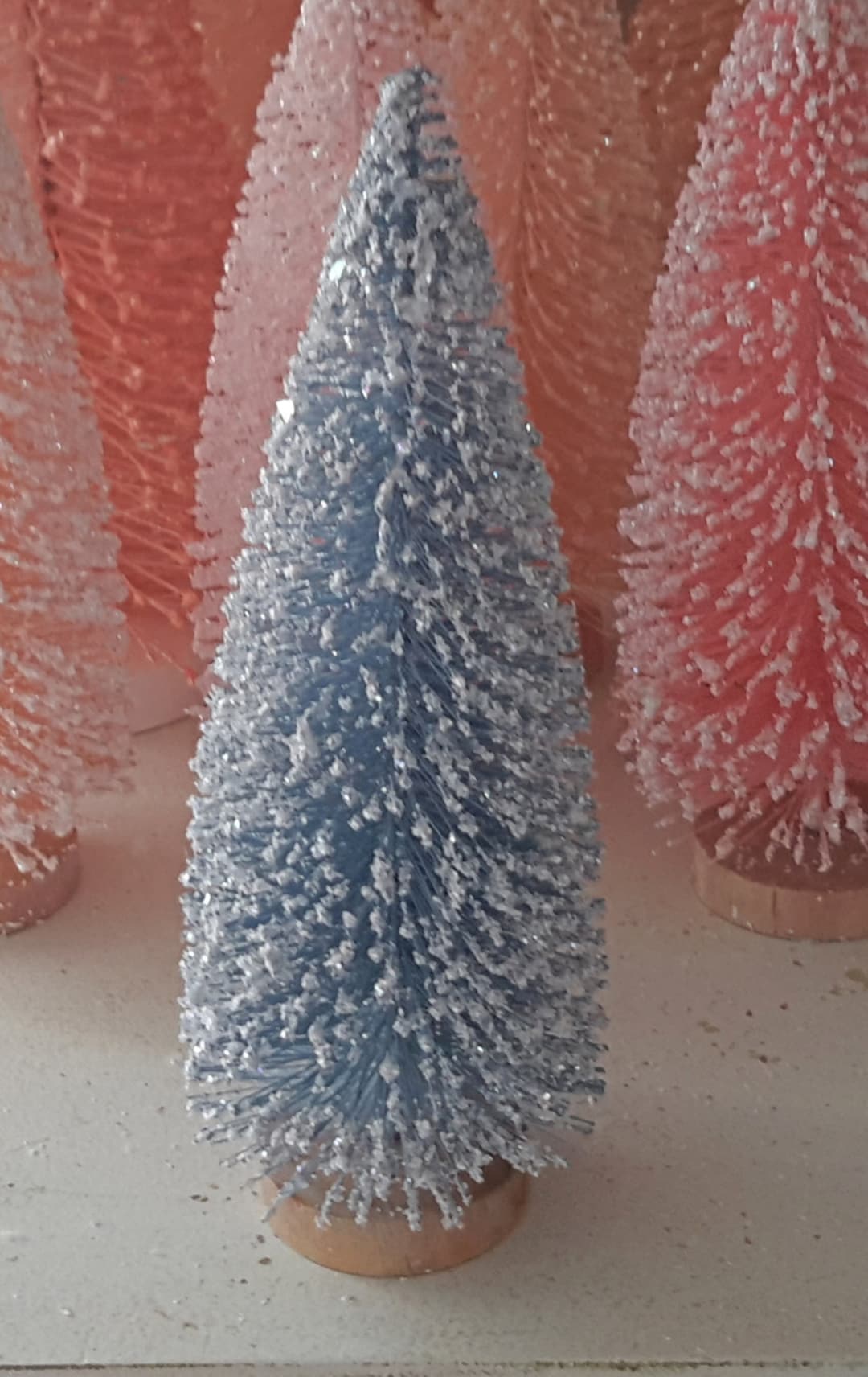 7.5 LIGHT BLUE Airy Tree Sparkly Snow Decoration Wooden - Etsy