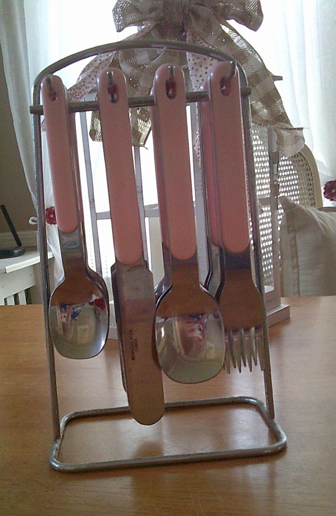 Pink Silverware Set VINTAGE Stainless With Rack 23 Pcs - Etsy