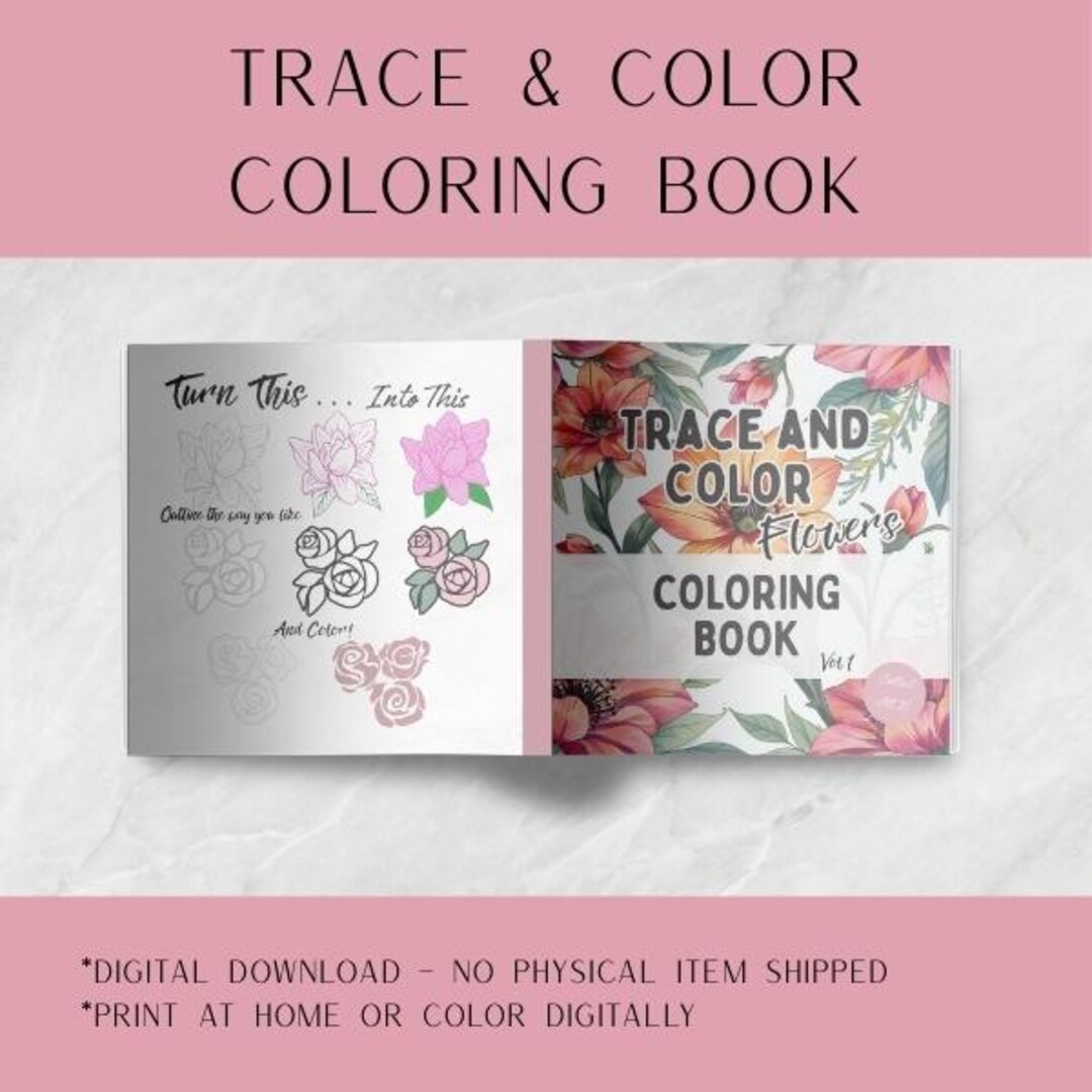 Trace and Color Coloring Book: Printable Activity Pages (digital ...