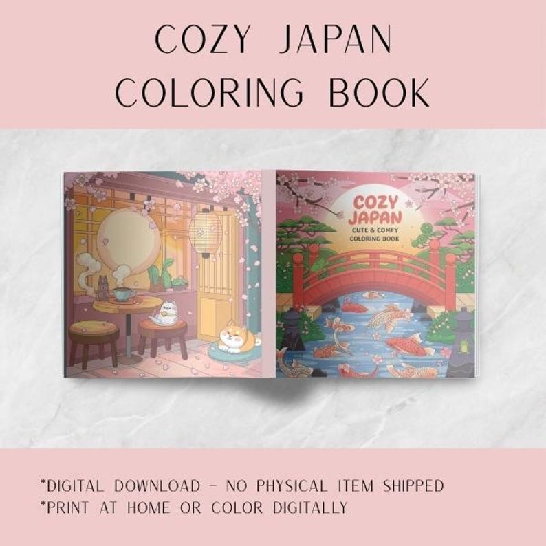Cozy Japan Coloring Book | Printable Japanese Aesthetic Coloring Pages ...