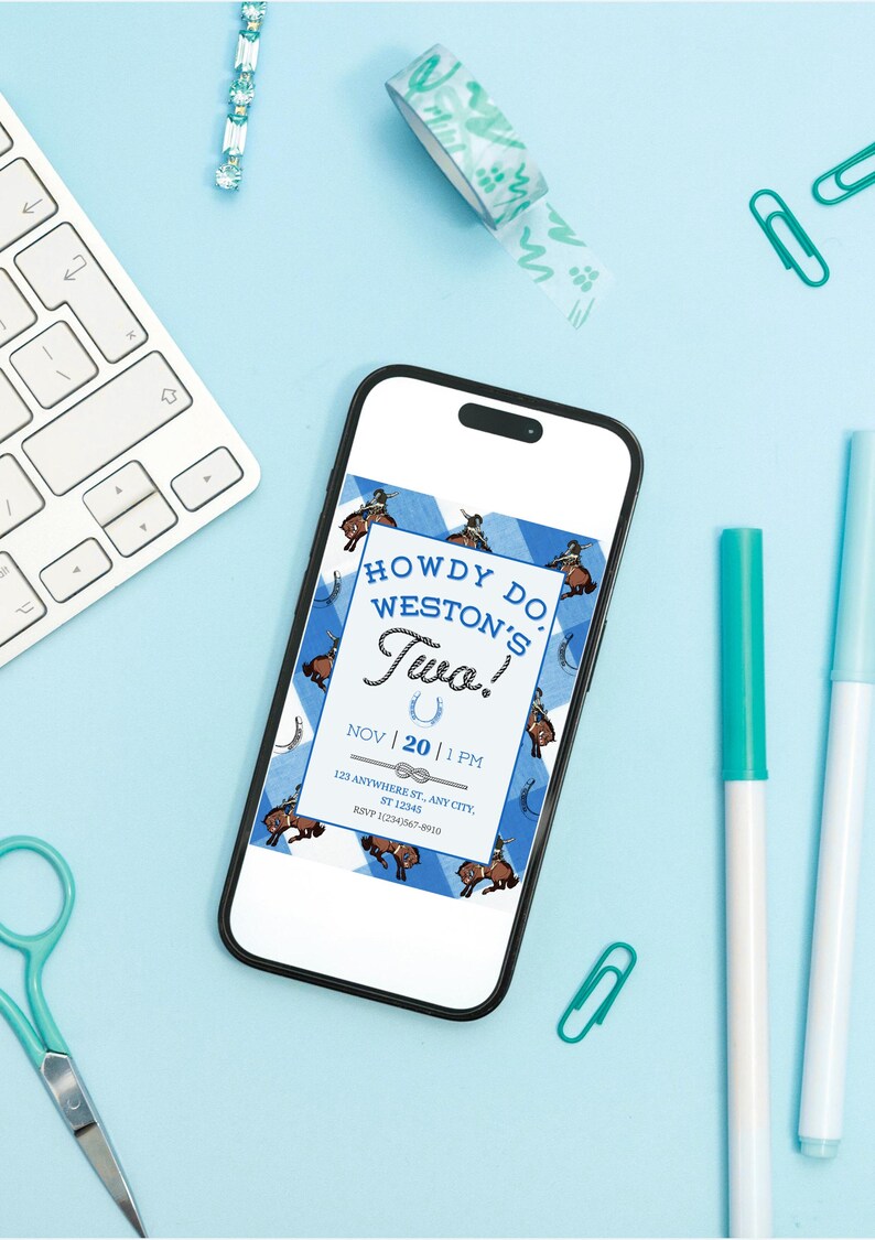 Editable Western 2nd Birthday Invitation – Cowboy Rodeo Party Canva ...