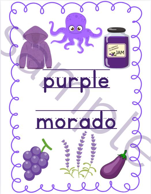 Bilingual Color Chart - Etsy