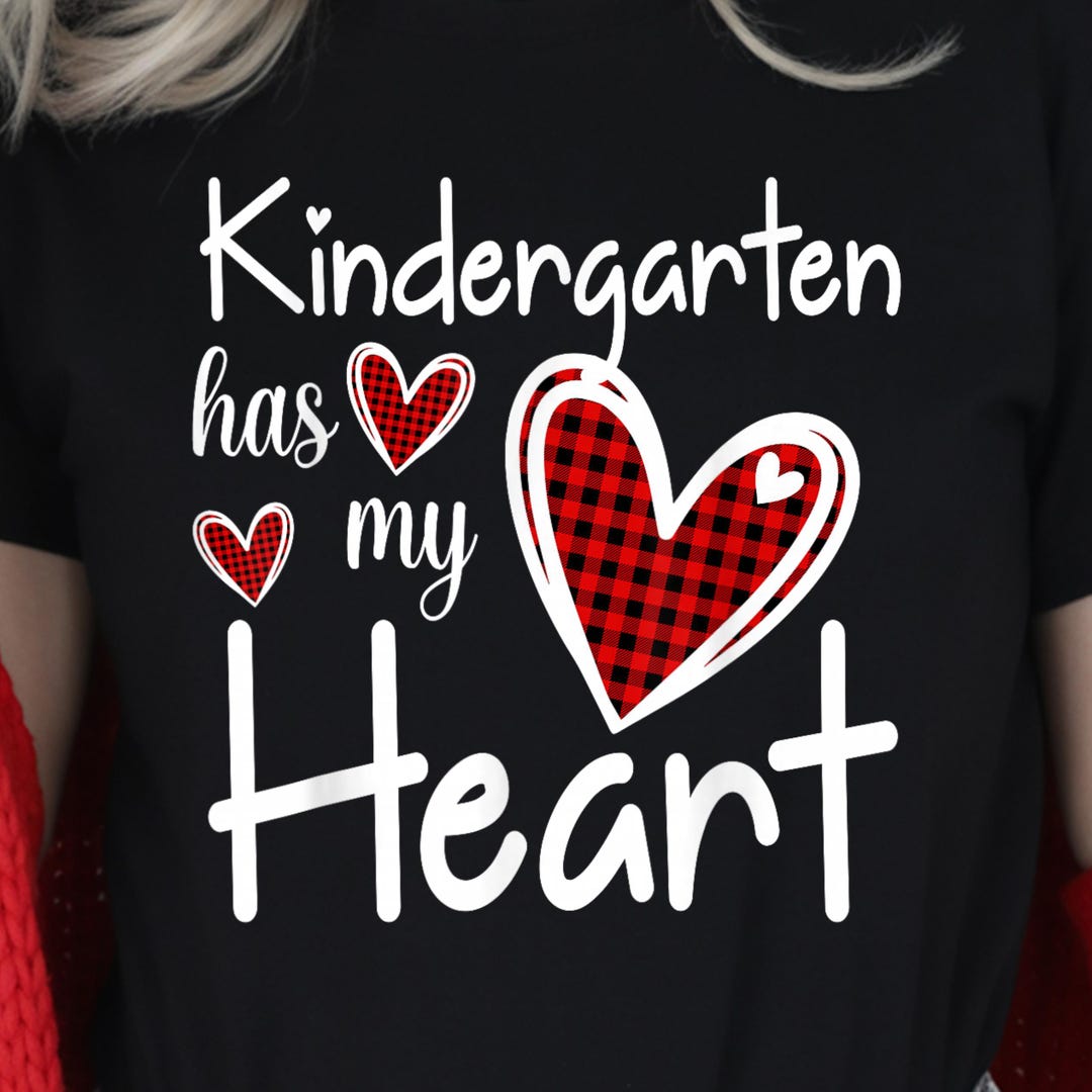 Kindergarten Has My Heart PNG, Teacher Valentine PNG, Buffalo Plaid ...
