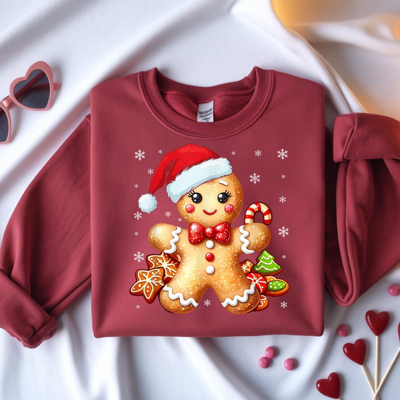 Christmas Gingerbread With Santa Hat PNG – Cute Holiday Gingerbread ...