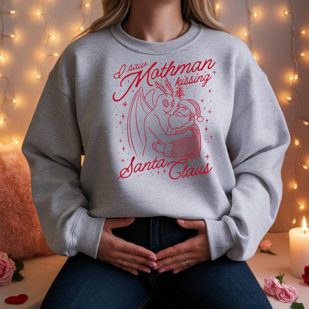 I Saw Mothman Kissing Santa Claus PNG – Funny Holiday Design With ...