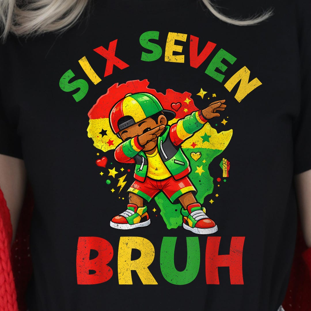Six Seven Bruh PNG, Funny Street Slang Shirt Design, Urban Cartoon Boy ...