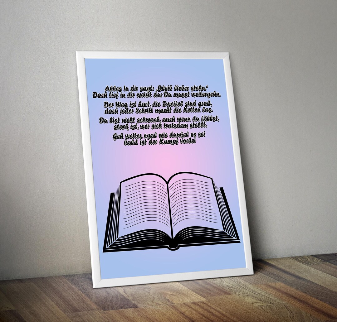 Motivational Poem Poster, Inspirational Book Text Wall Decoration, Tip ...