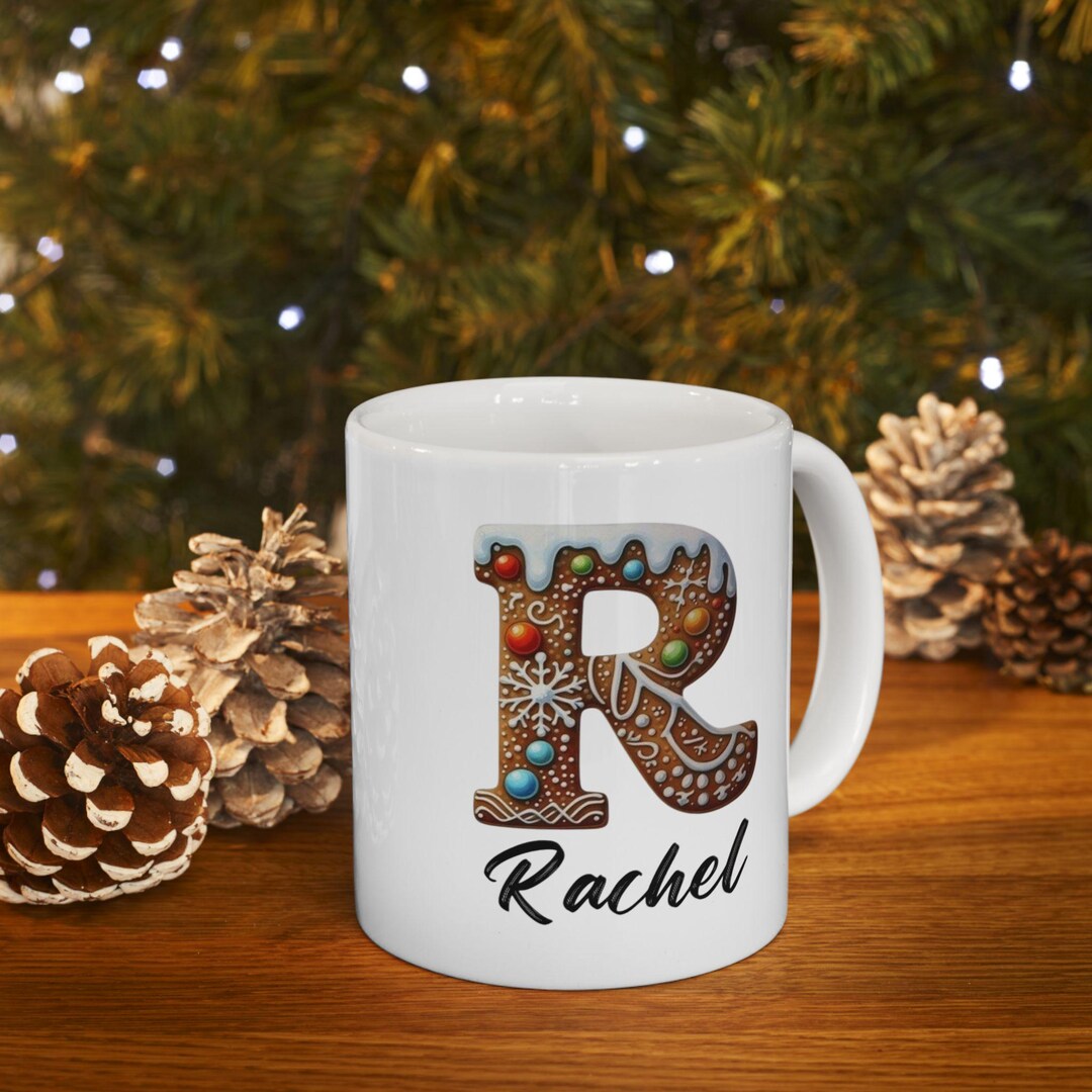 Rustic Letter R Monogram Mug | Ceramic Mug, 11 Oz, 15 Oz, Christmas ...