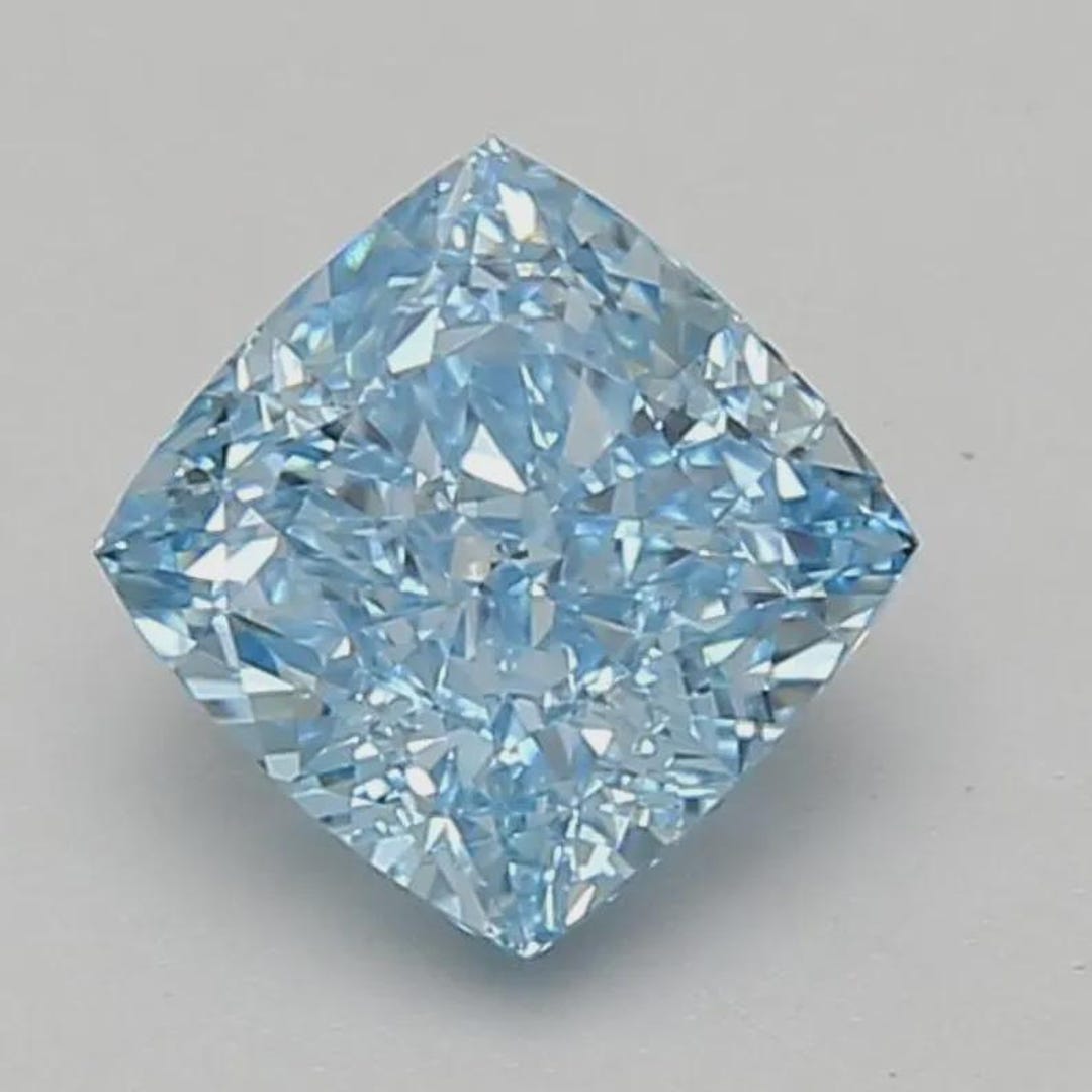 Fancy Vivid Blue Diamond, 2.00 CT Cushion Cut Blue Lab Grown Diamond ...
