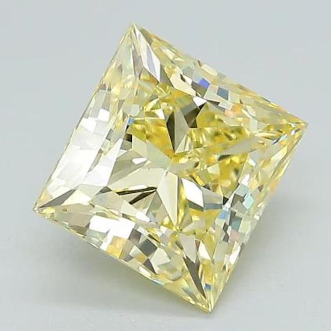 2.00CT Princess Cut Yellow Diamond, Yellow Lab Grown Diamond, Princess ...