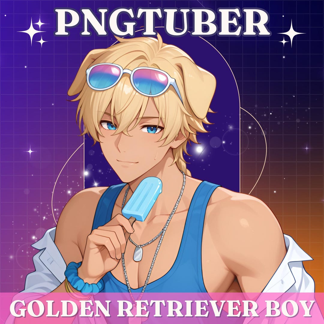 Golden Retriever Boy Pngtuber | Summer Pup Vtuber Model for Stream ...
