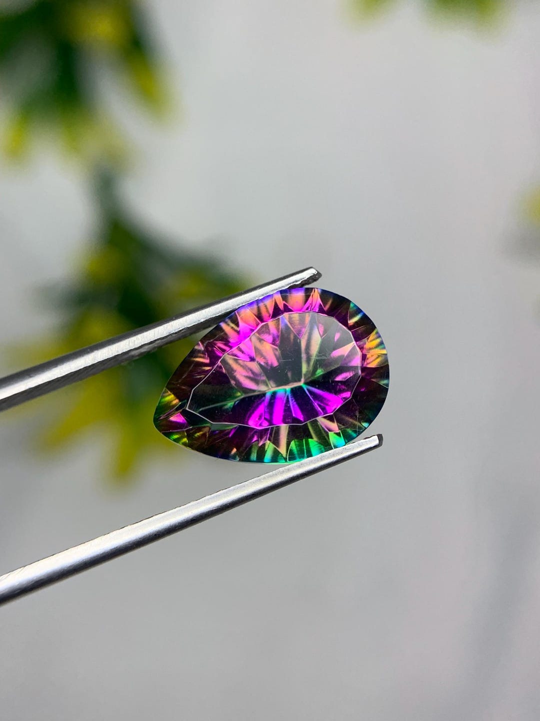 Mystic Topaz Gemstone • Pear Cut Rainbow Fire Stone • Multi Color ...