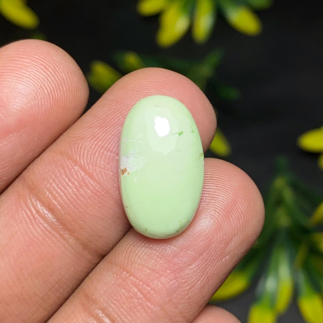 Natural Lemon Chrysoprase Cabochon, Light Green Colour Stone, 12CTS ...