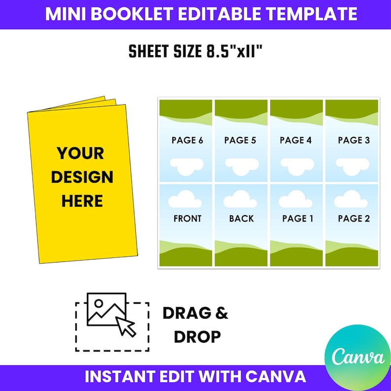 Booklet Canva Editable Template, Mini Coloring Book Template, Fold Book ...
